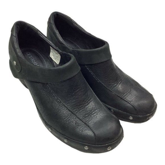 Merrell | Shoes | Merrell Black Leather Slip On Mule Clog Shoes 65 ...